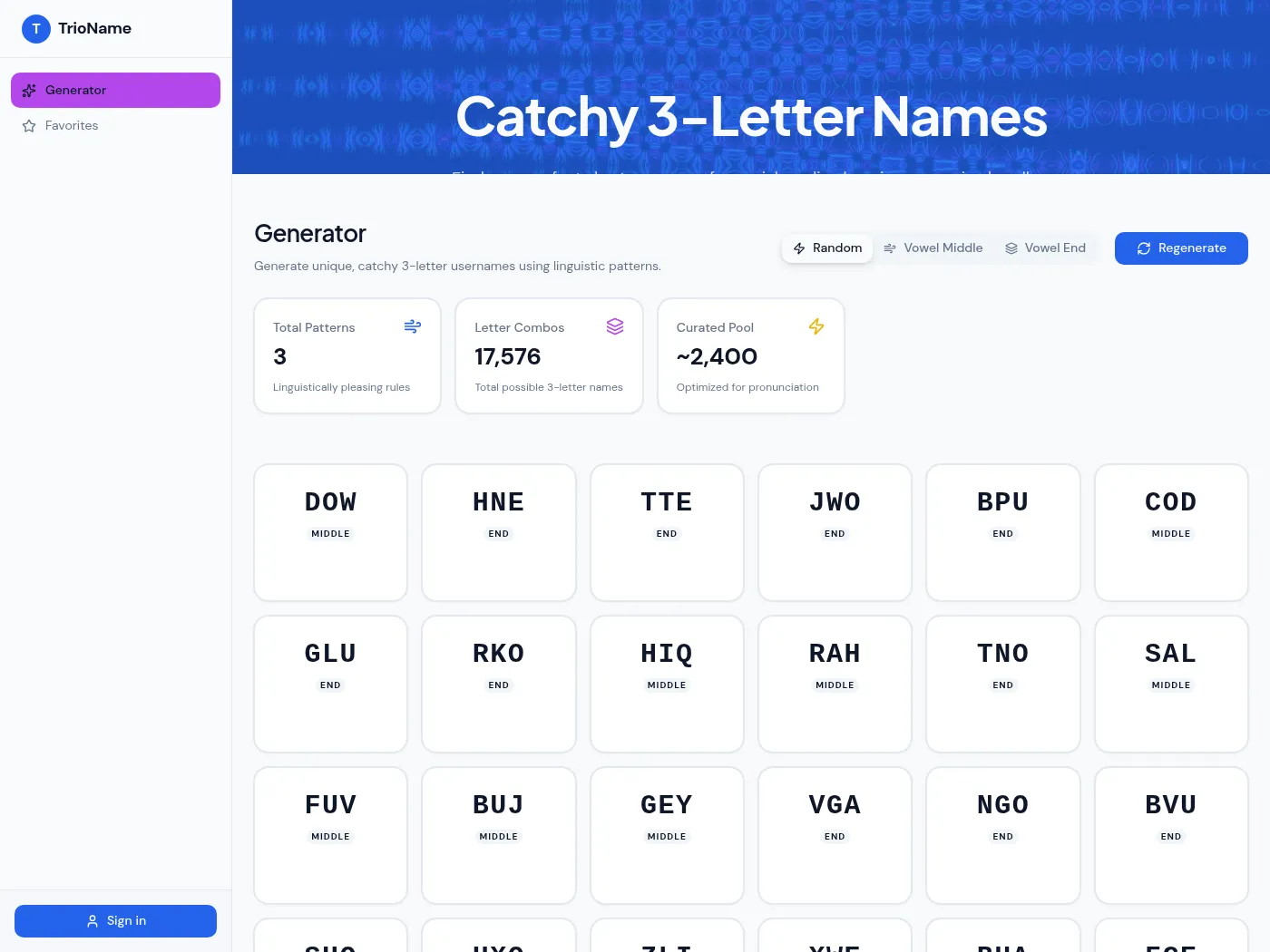 TrioName Generator