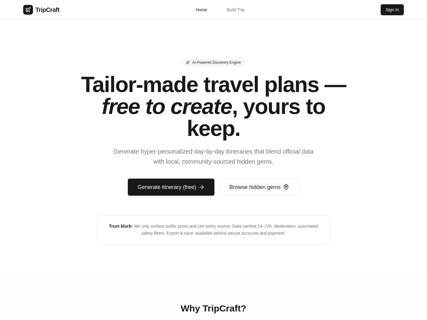 TripCraft Itinerary Builder