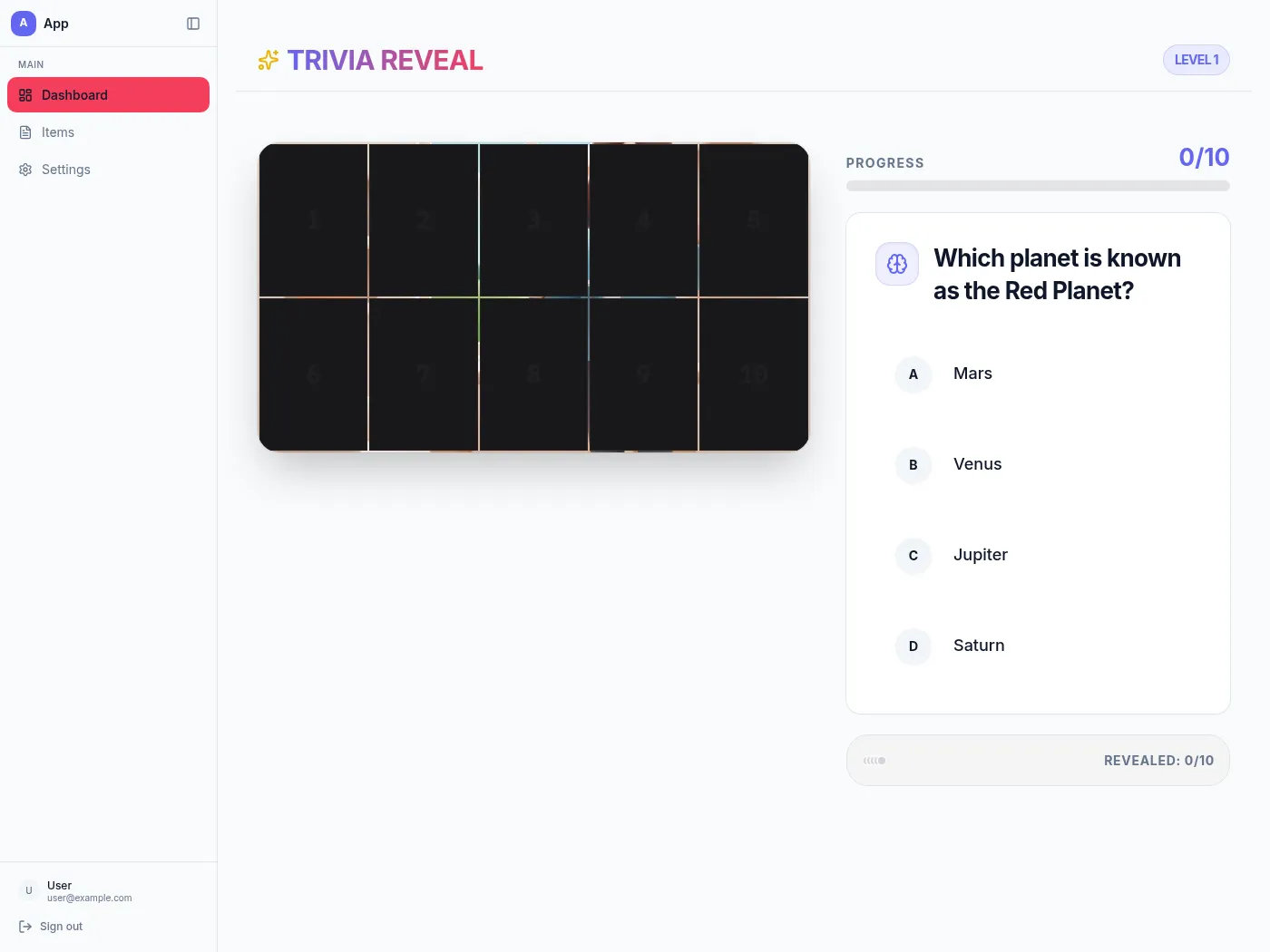 Trivia Reveal Game