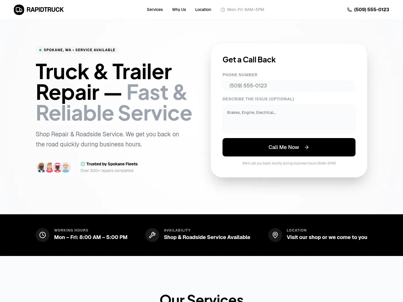 RapidTruck Repair Site