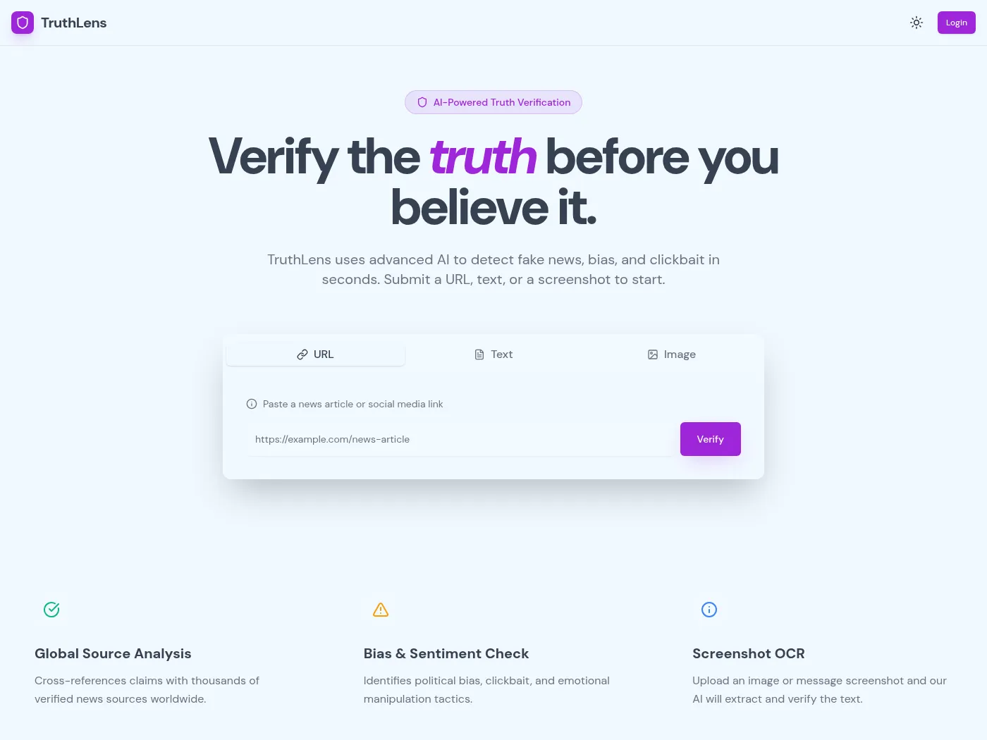 TruthLens AI Verifier