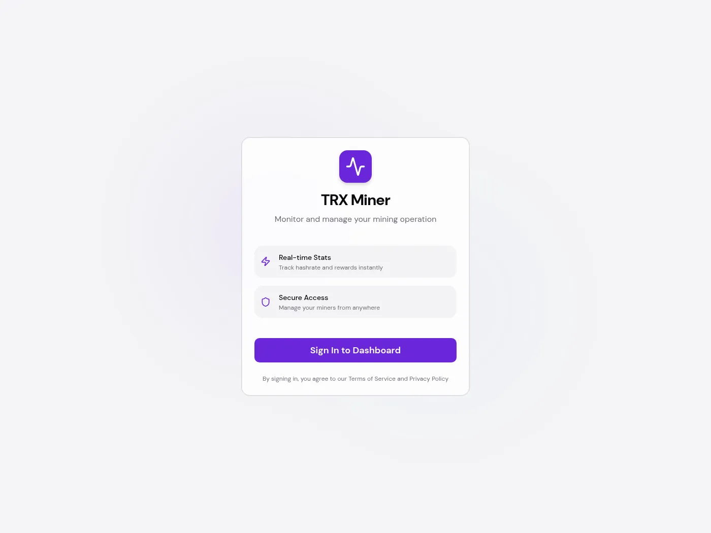 TRX Miner Dashboard