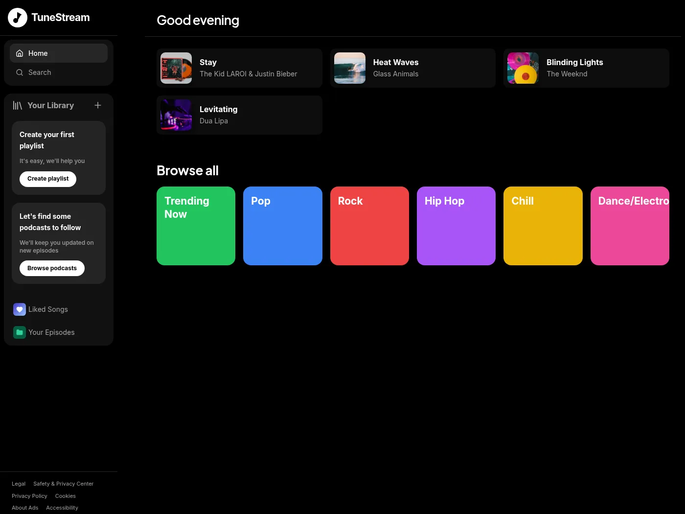 TuneStream Music App