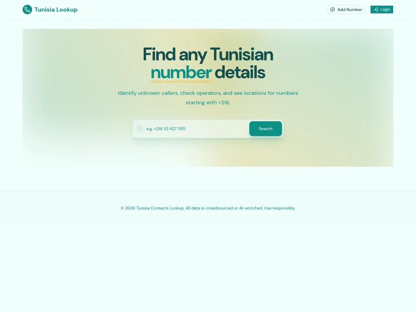 Tunisia Contacts Lookup