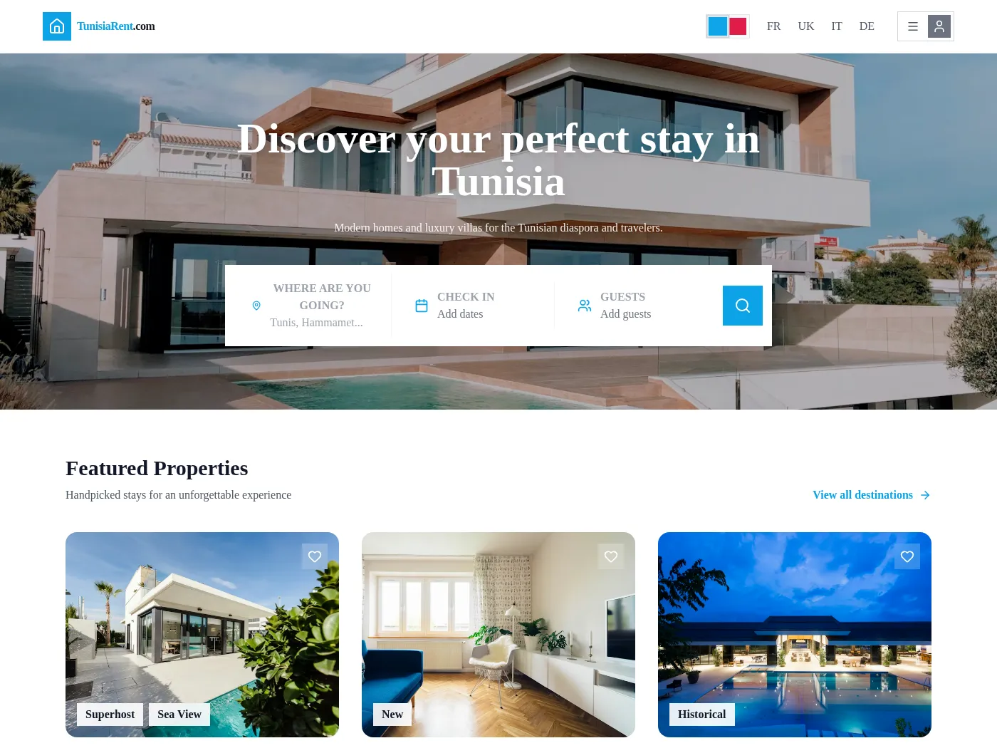 TunisiaRent Homes Portal
