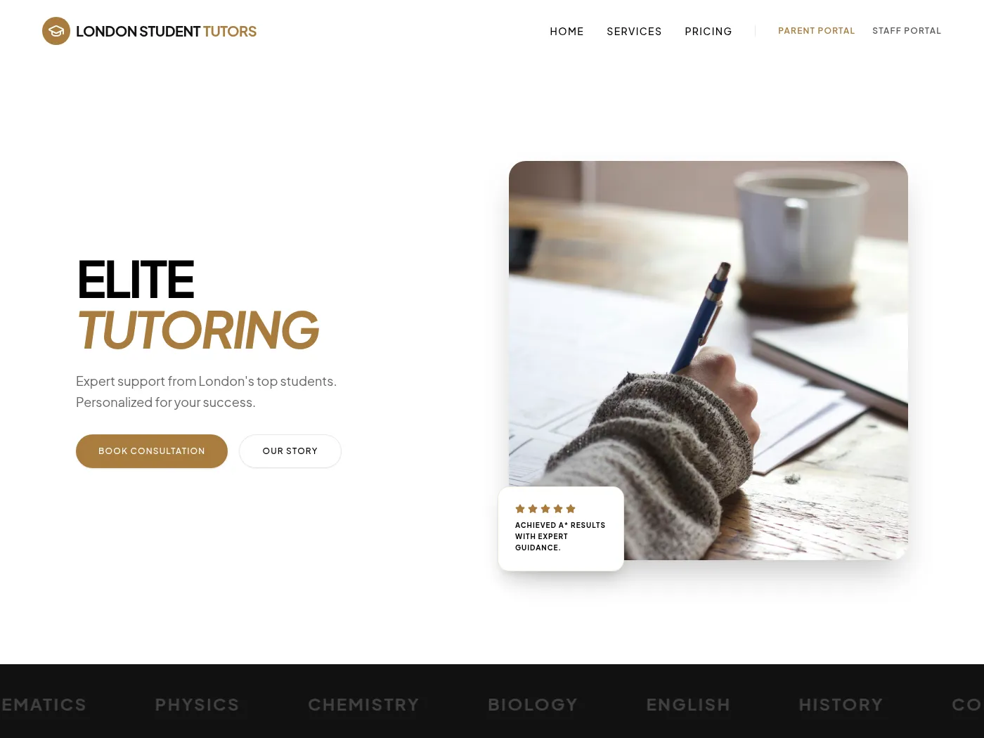 Elegant Tutor Website