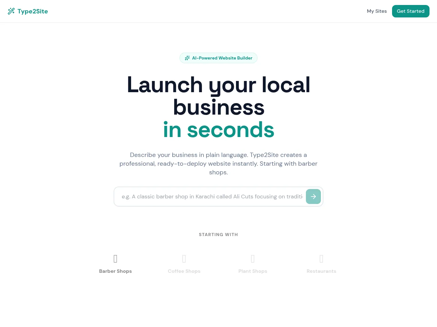 Type2Site AI Builder