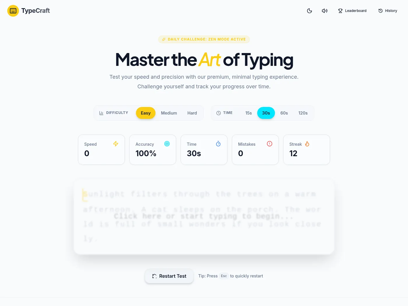 TypeCraft Speed Test