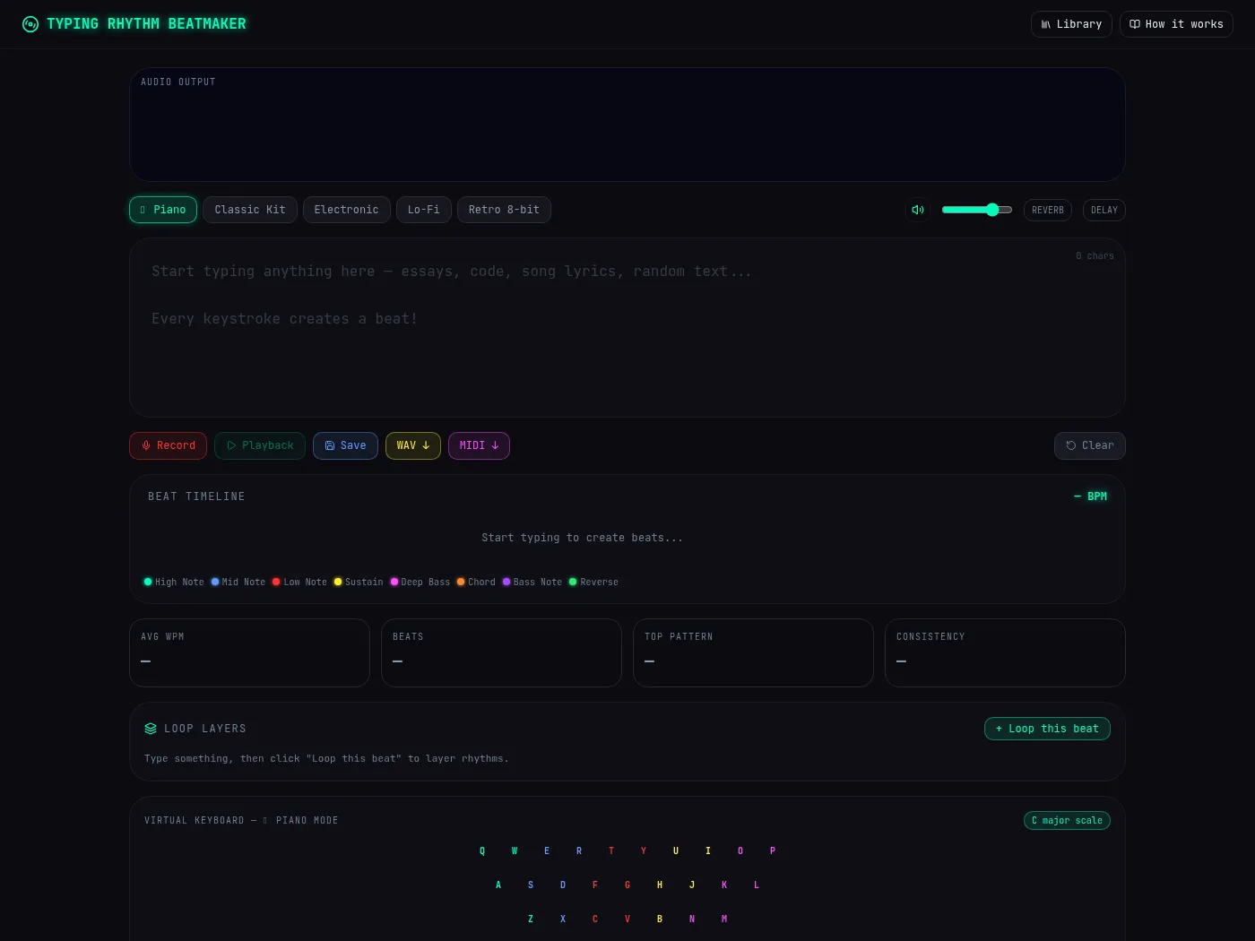 Typing Rhythm Beatmaker
