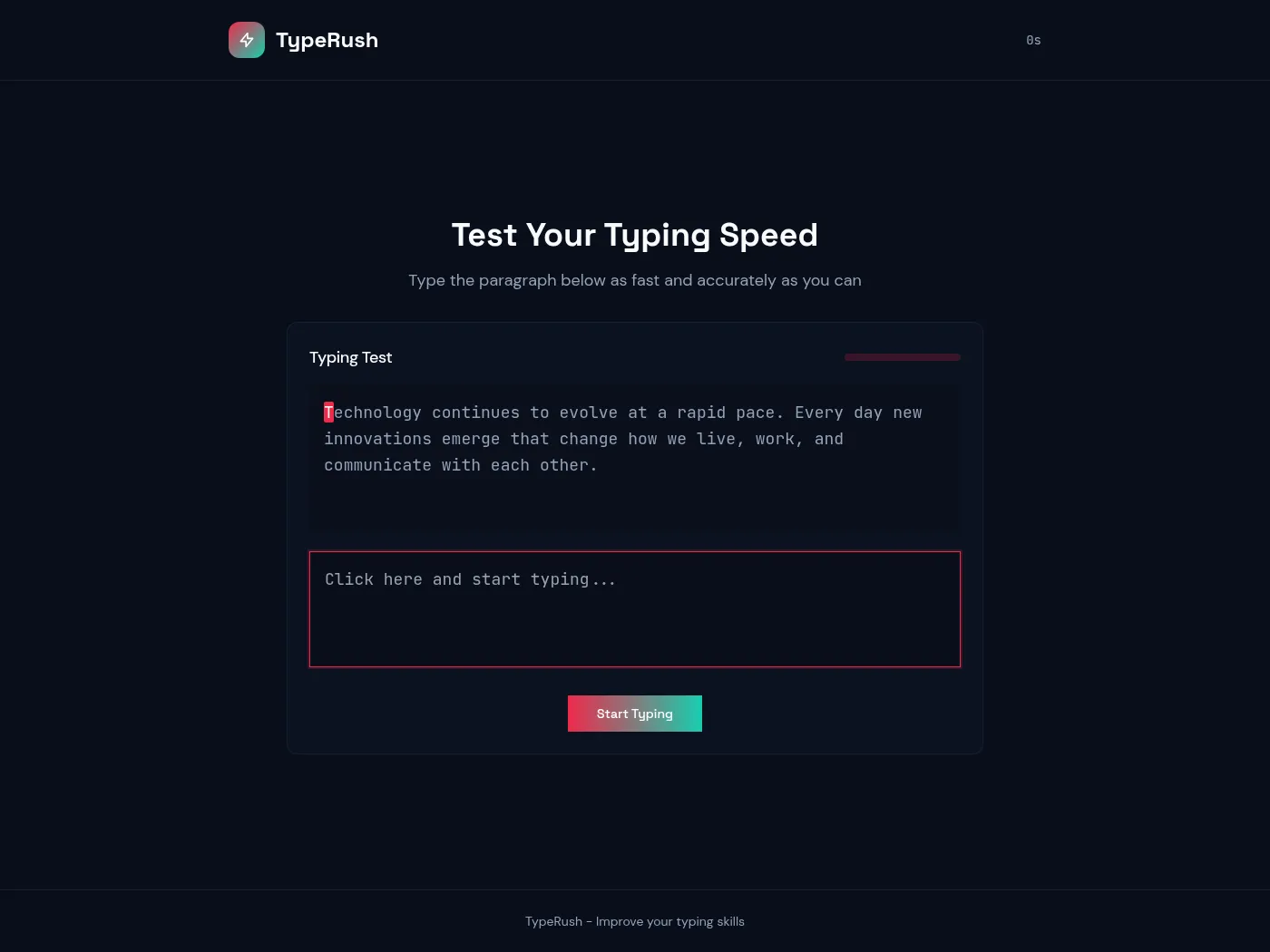 TypeRush Speed Tester