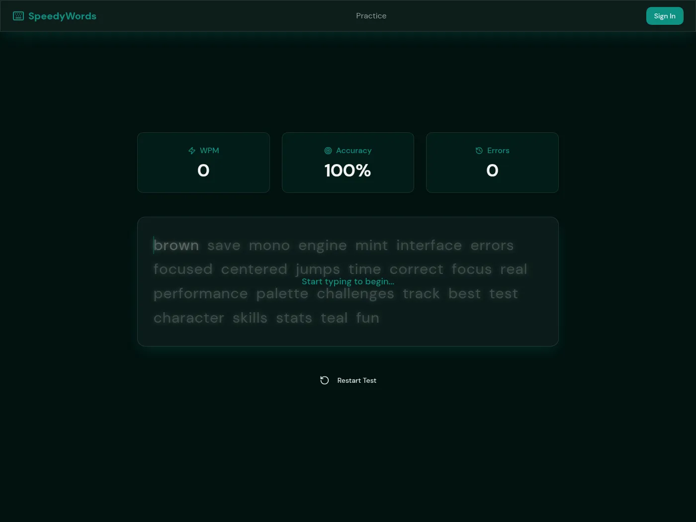 SpeedyWords Typing Tutor