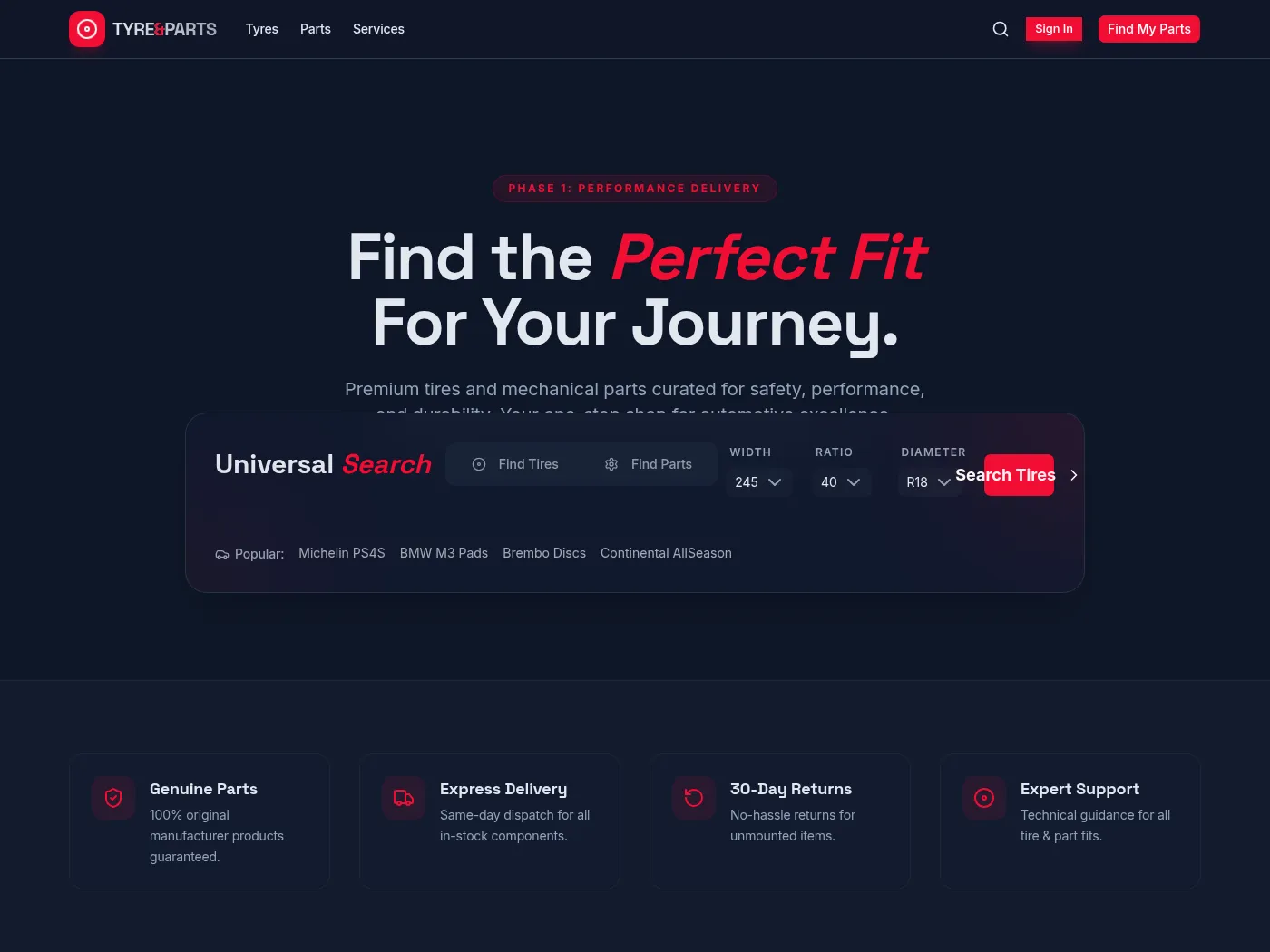 Tyre & Parts Finder