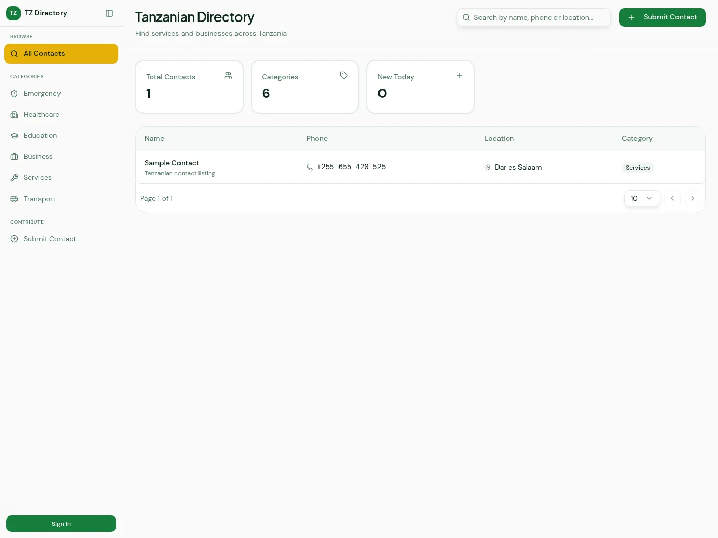 TZ Contact Directory