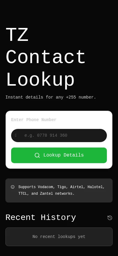 TZ Contact Lookup