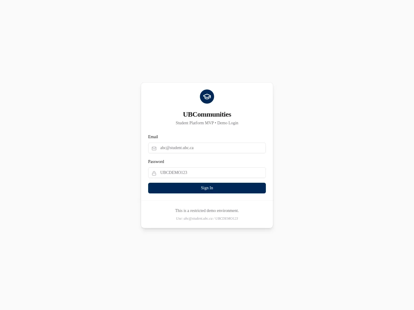 UBCommunities Platform MVP