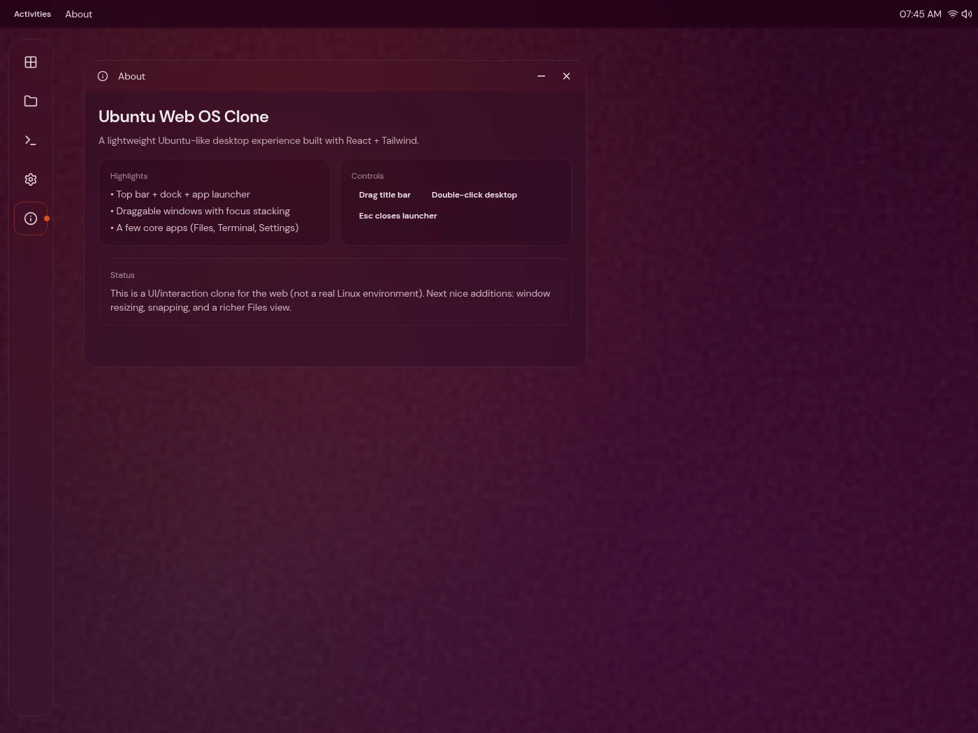 Ubuntu Web OS Clone