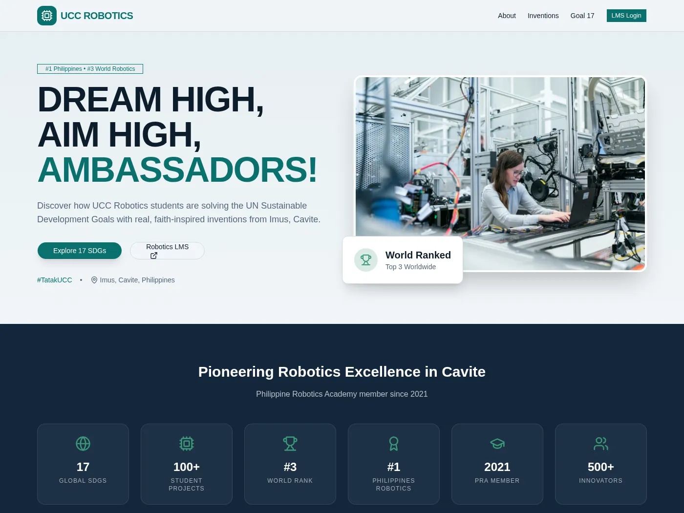 UCC Robotics Hub Site