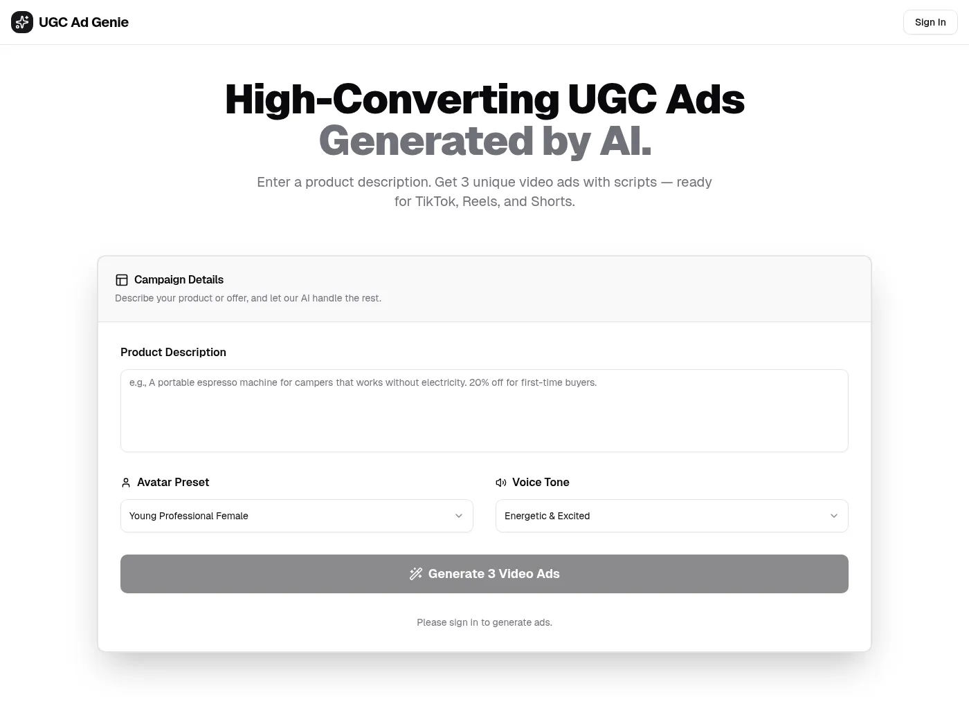 UGC Ad Genie