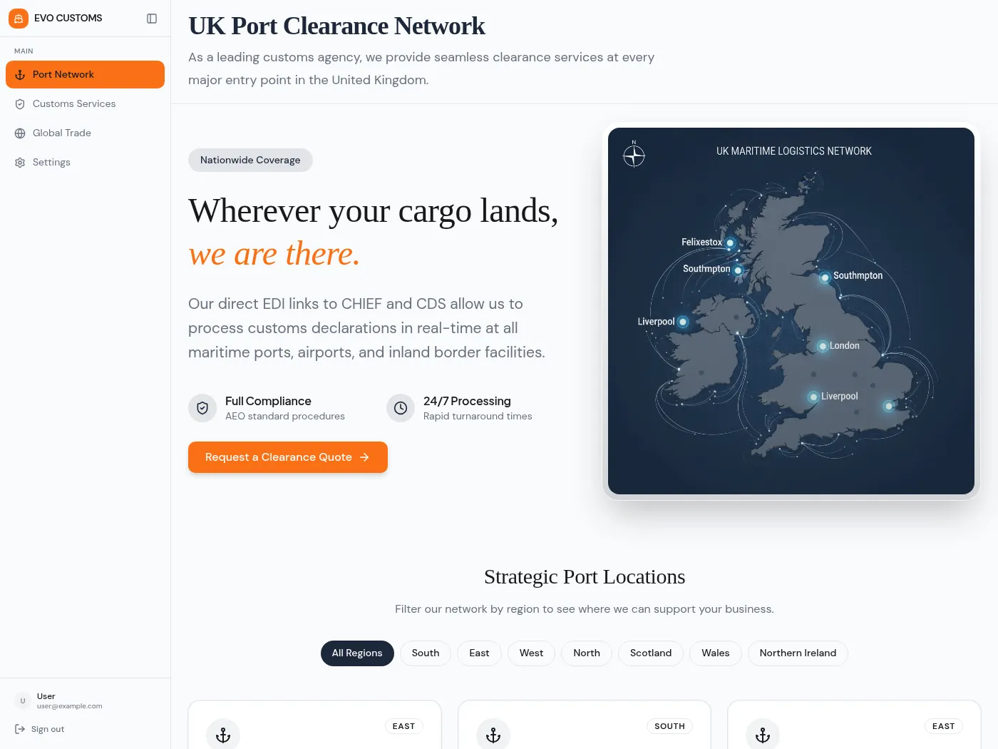 UK Port Clearance Page