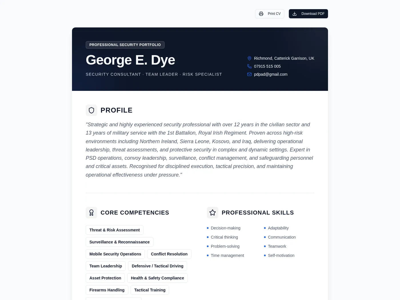 CV Builder UK Security
