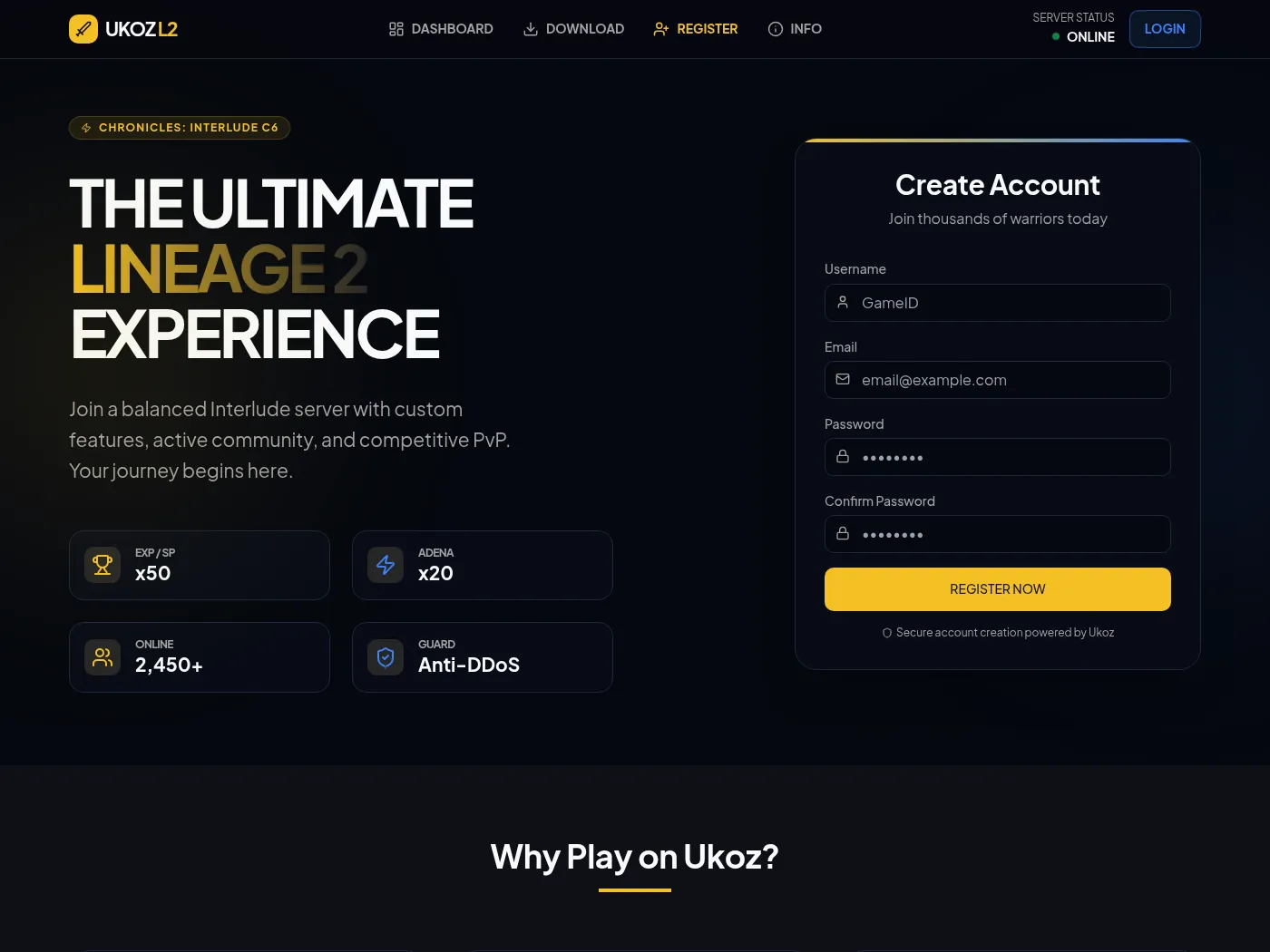 Ukoz L2 Account Portal
