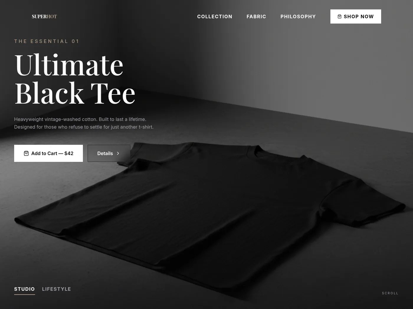 Ultimate Black Tee Page