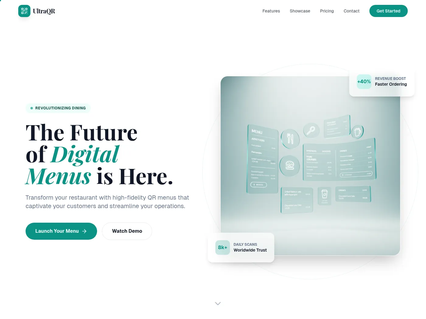 Modern QR Menu Promo Site