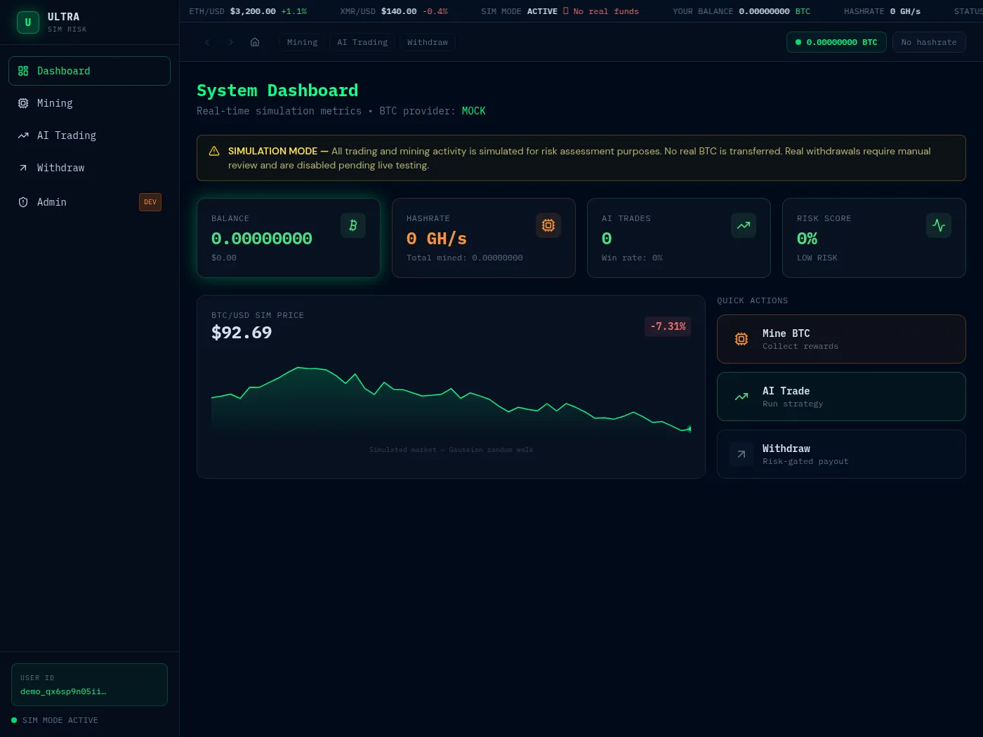 ULTRA Sim Risk Platform — built with AI on Blink