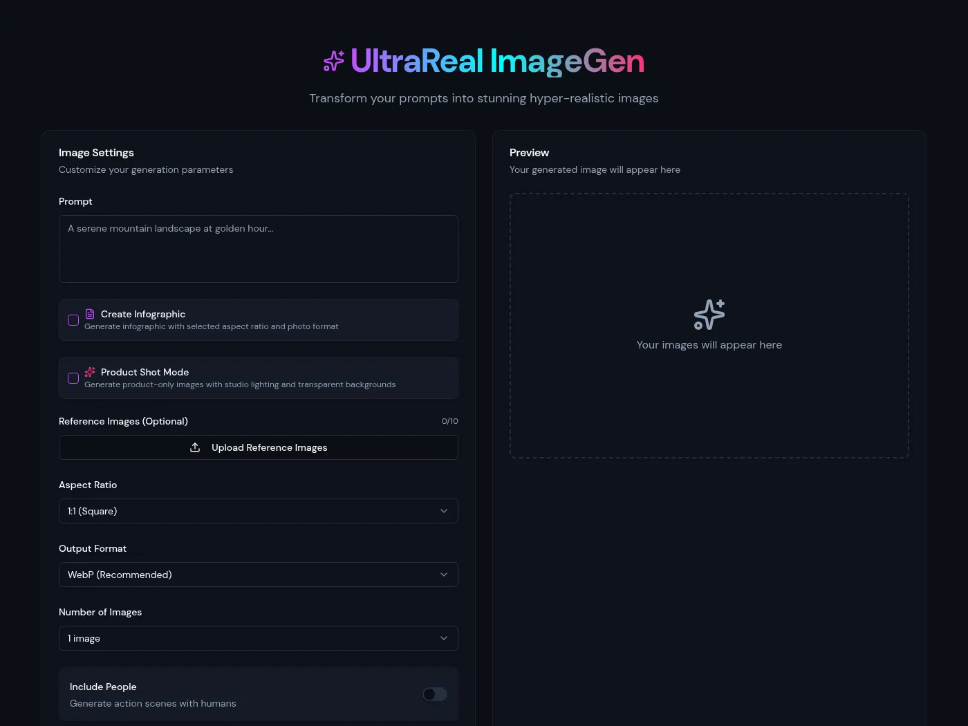 UltraReal ImageGen: Hyper-Realistic Image Generator from Prompts & Uploads