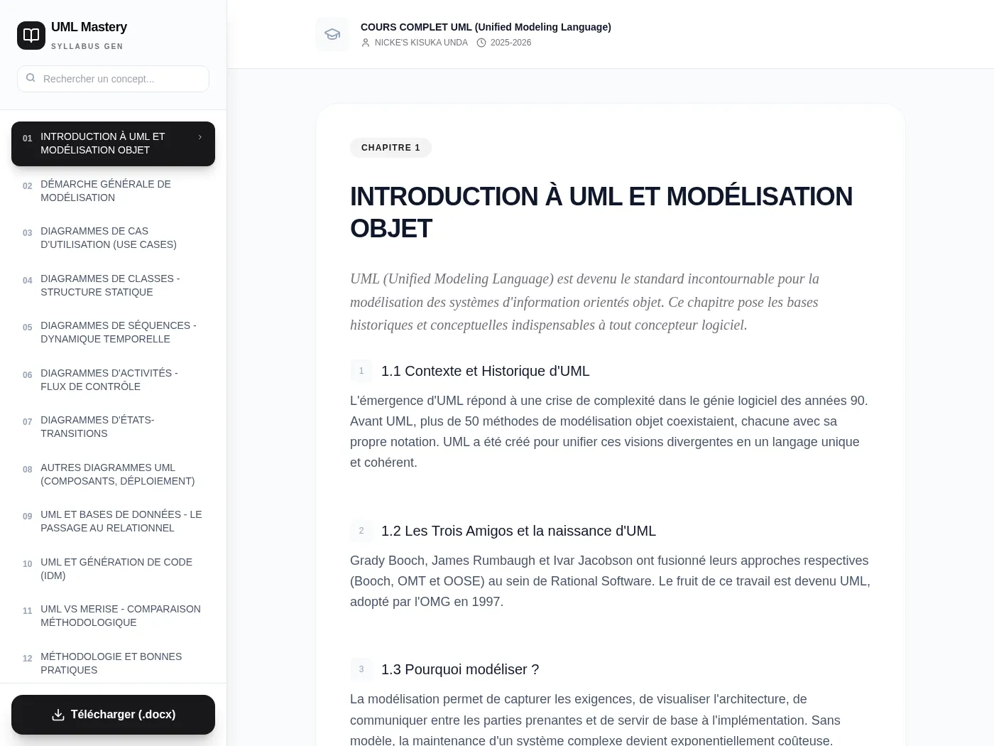 UML Syllabus Generator
