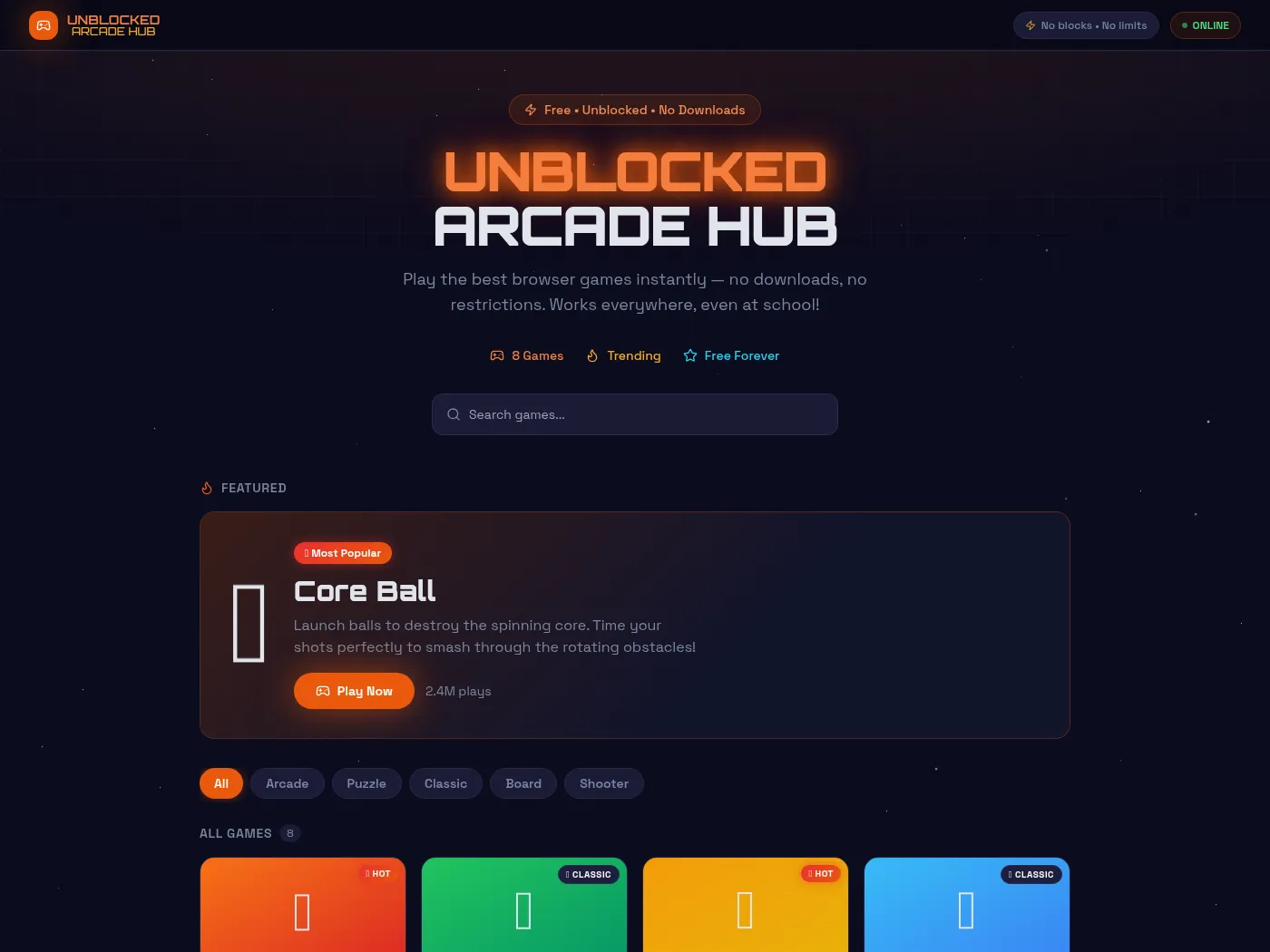 Unblocked Arcade Hub