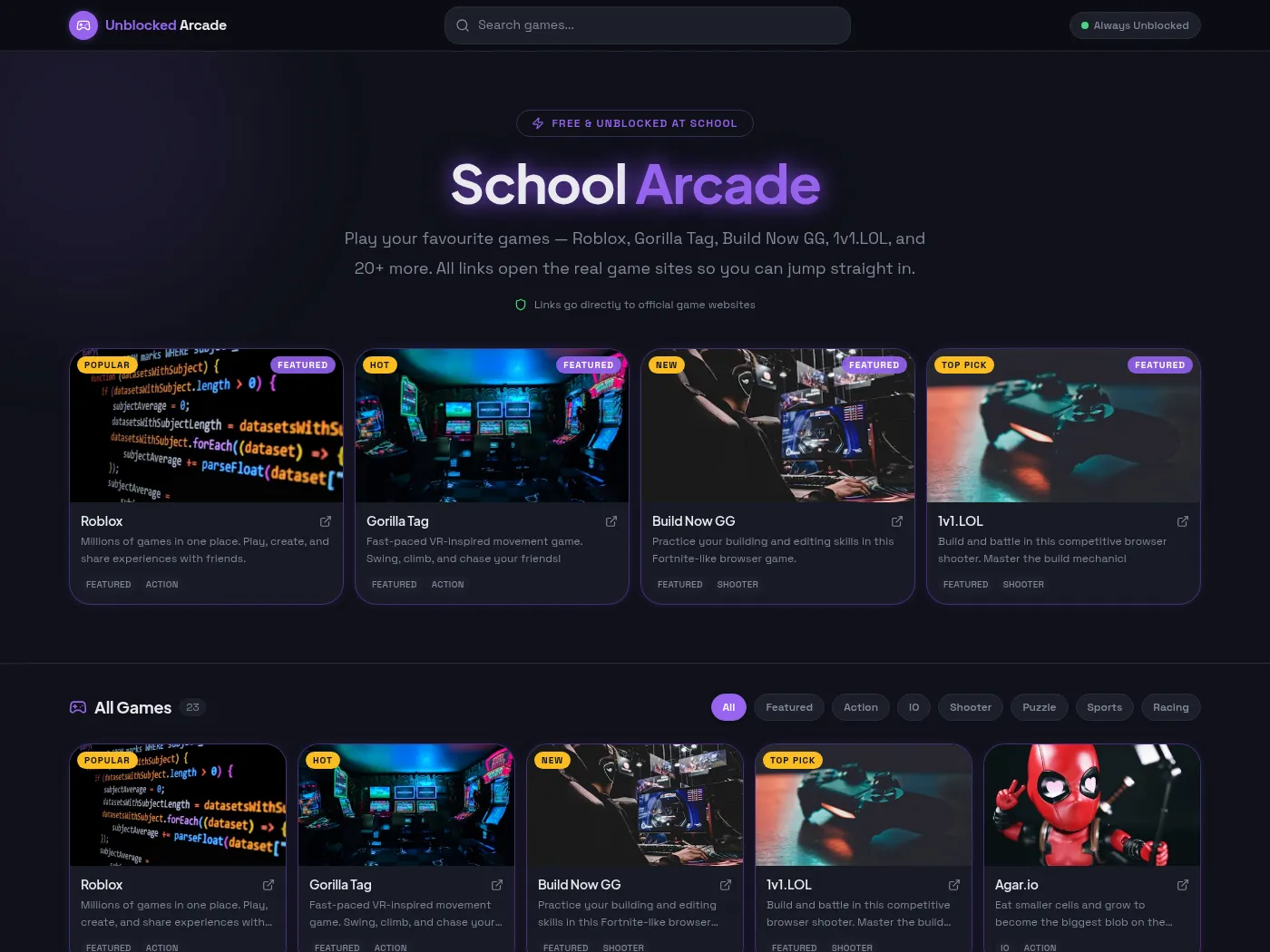 Unblocked School Arcade