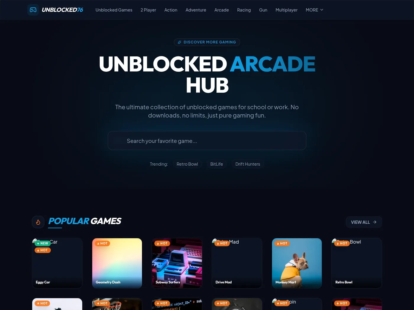 Unblocked76 Arcade Hub