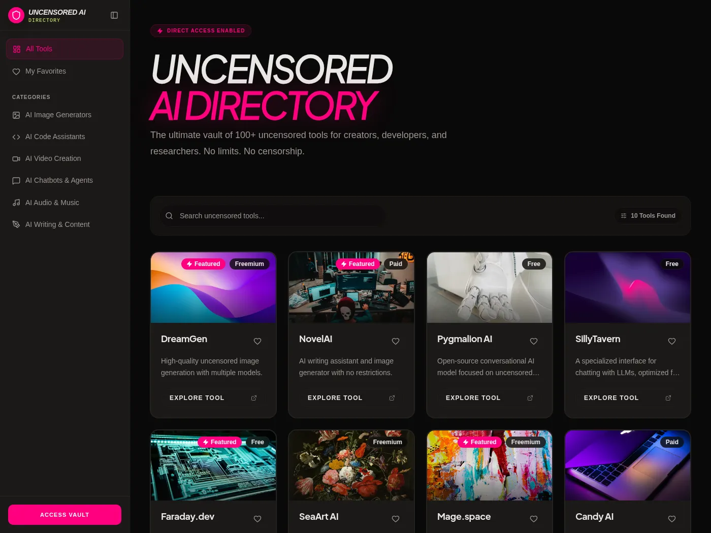 Uncensored AI Tools Directory