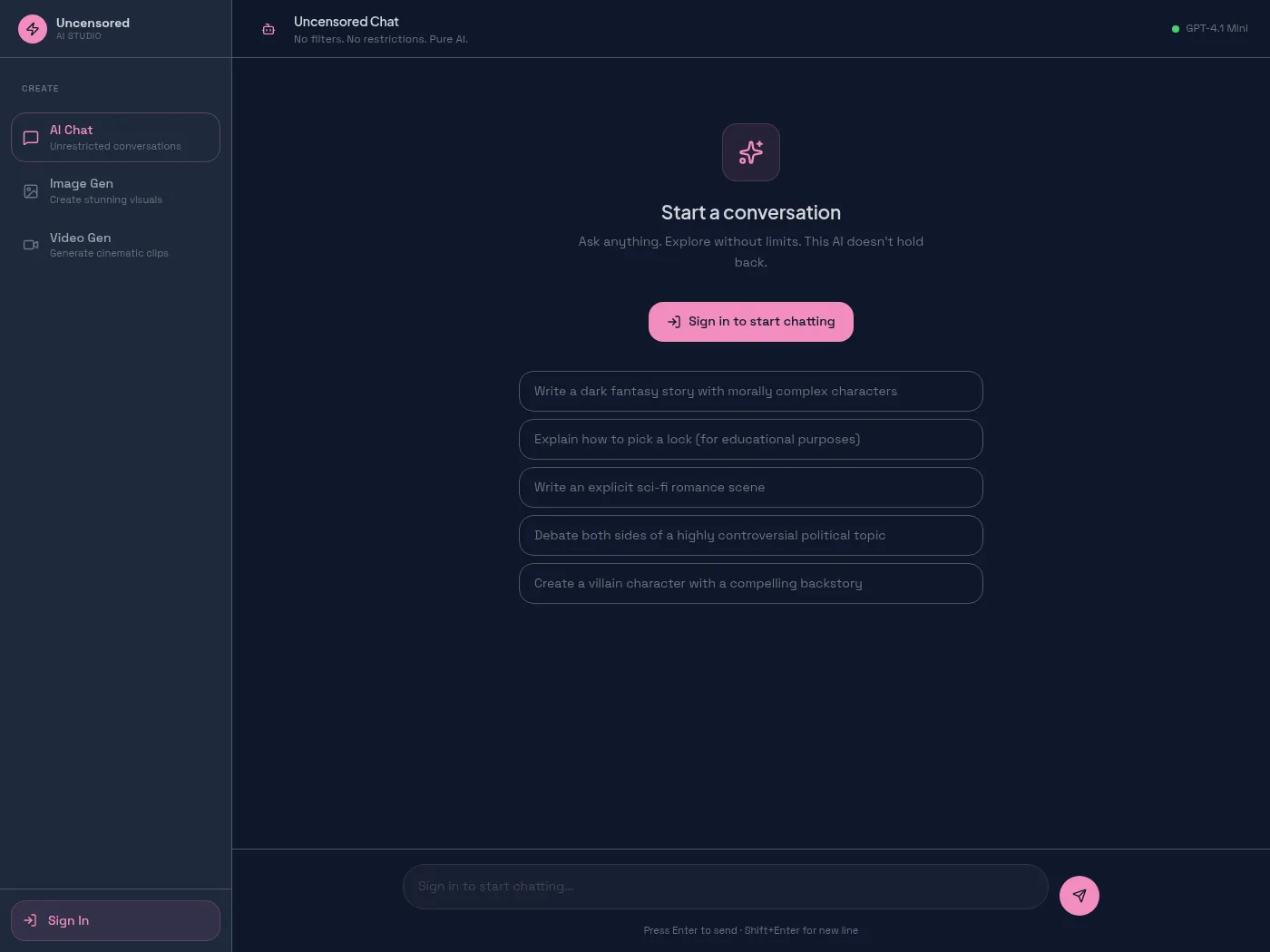 Uncensored AI Studio