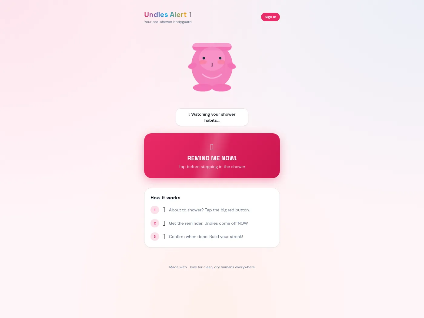 Underwear Reminder App