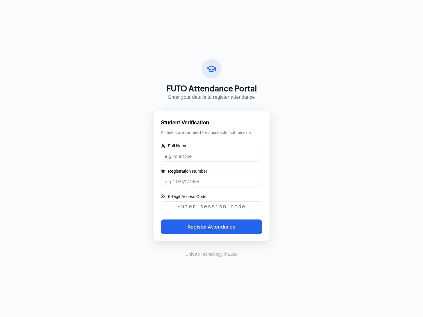 FUTO ATTENDANCE PORTAL