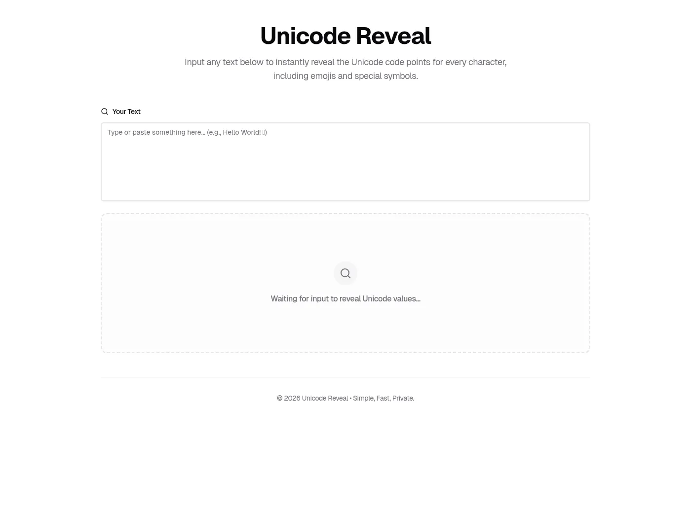 Unicode Reveal App