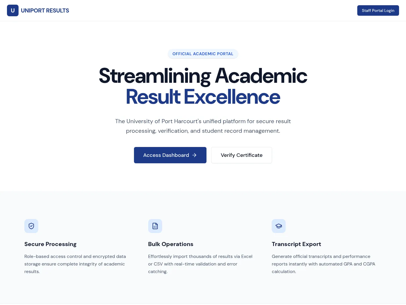 UNIPORT Results Portal