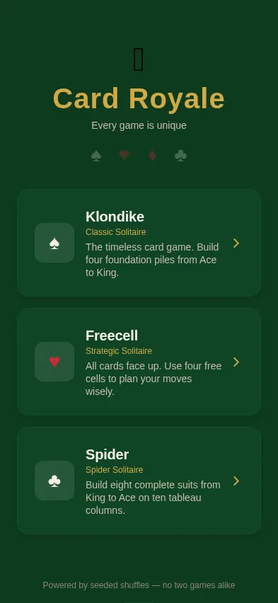 Unique Card Games App
