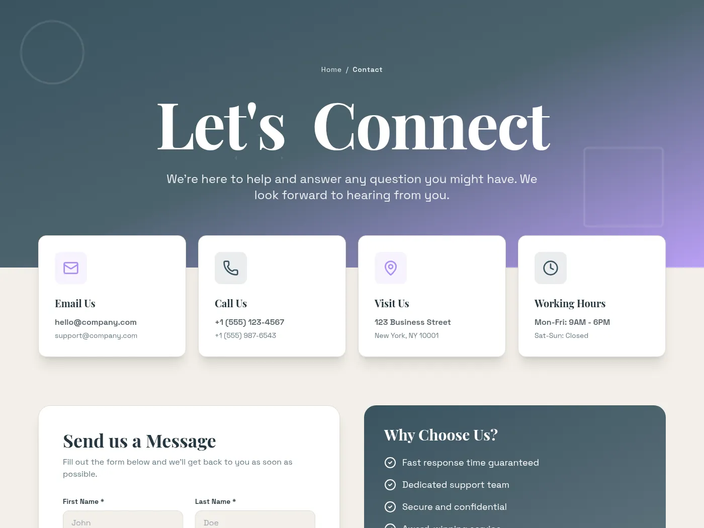 Aesthetic Contact Portal