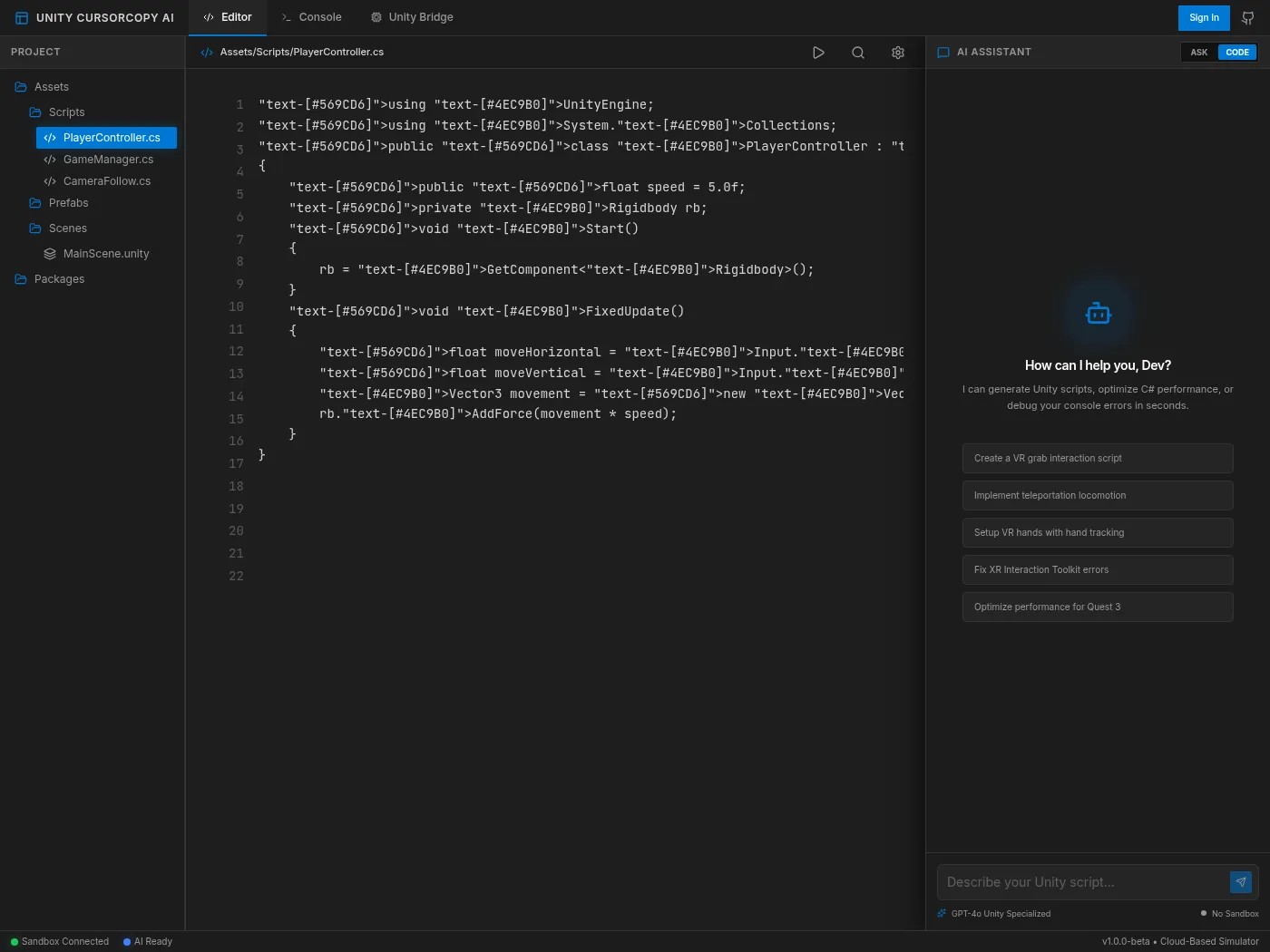 Unity CursorCopy AI