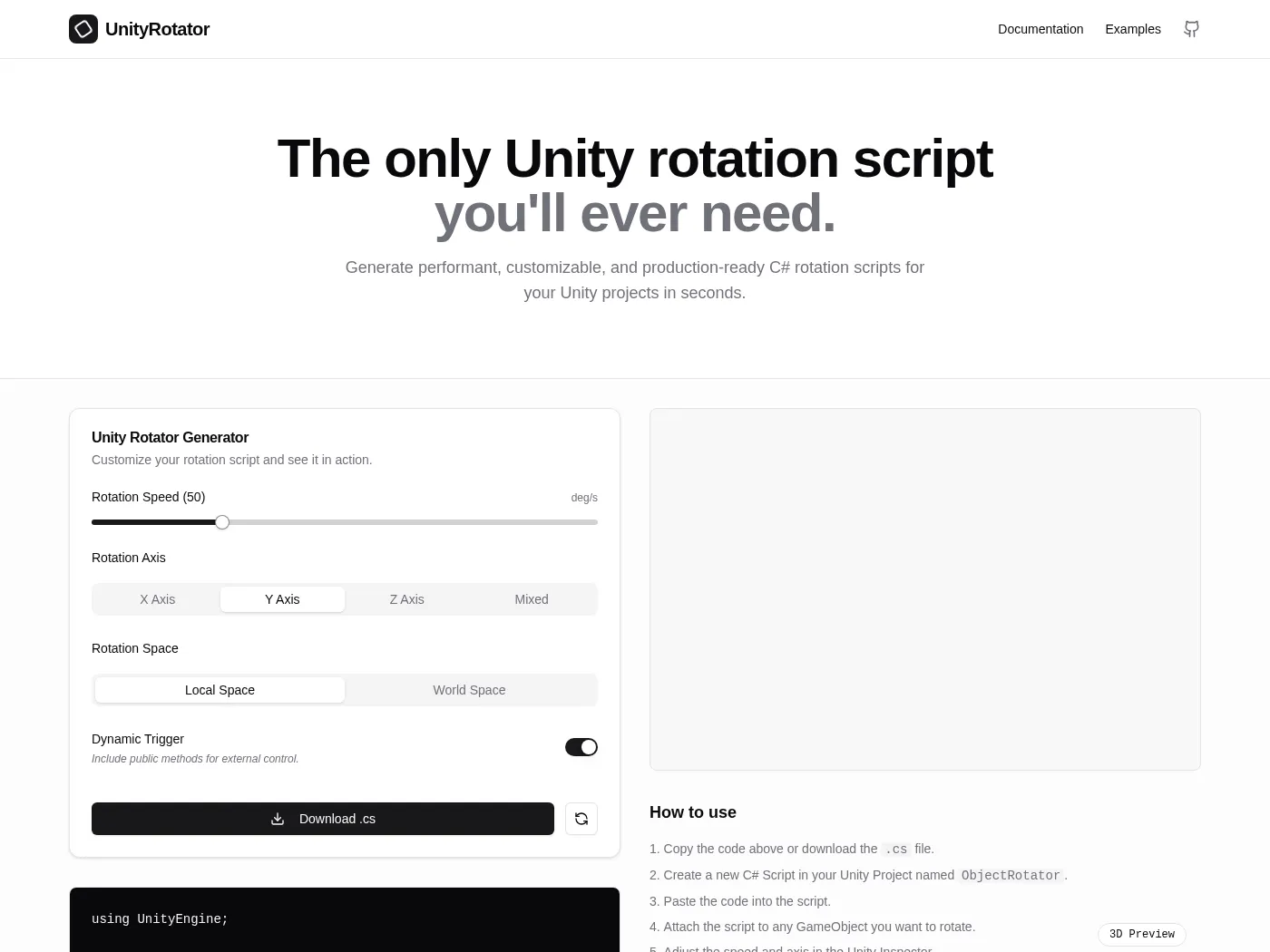 Unity Rotation Script