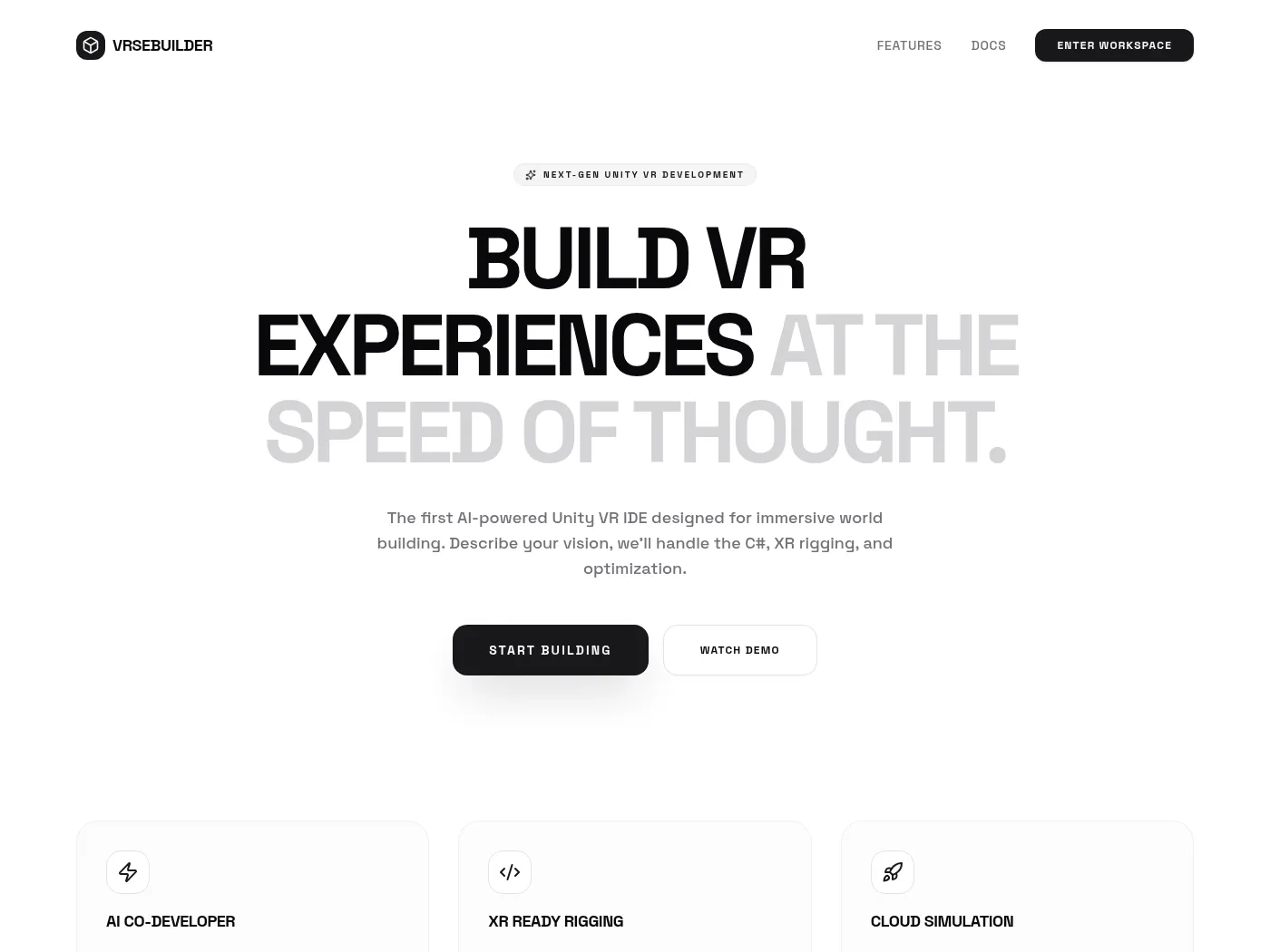 VRseBuilder Unity VR Hub