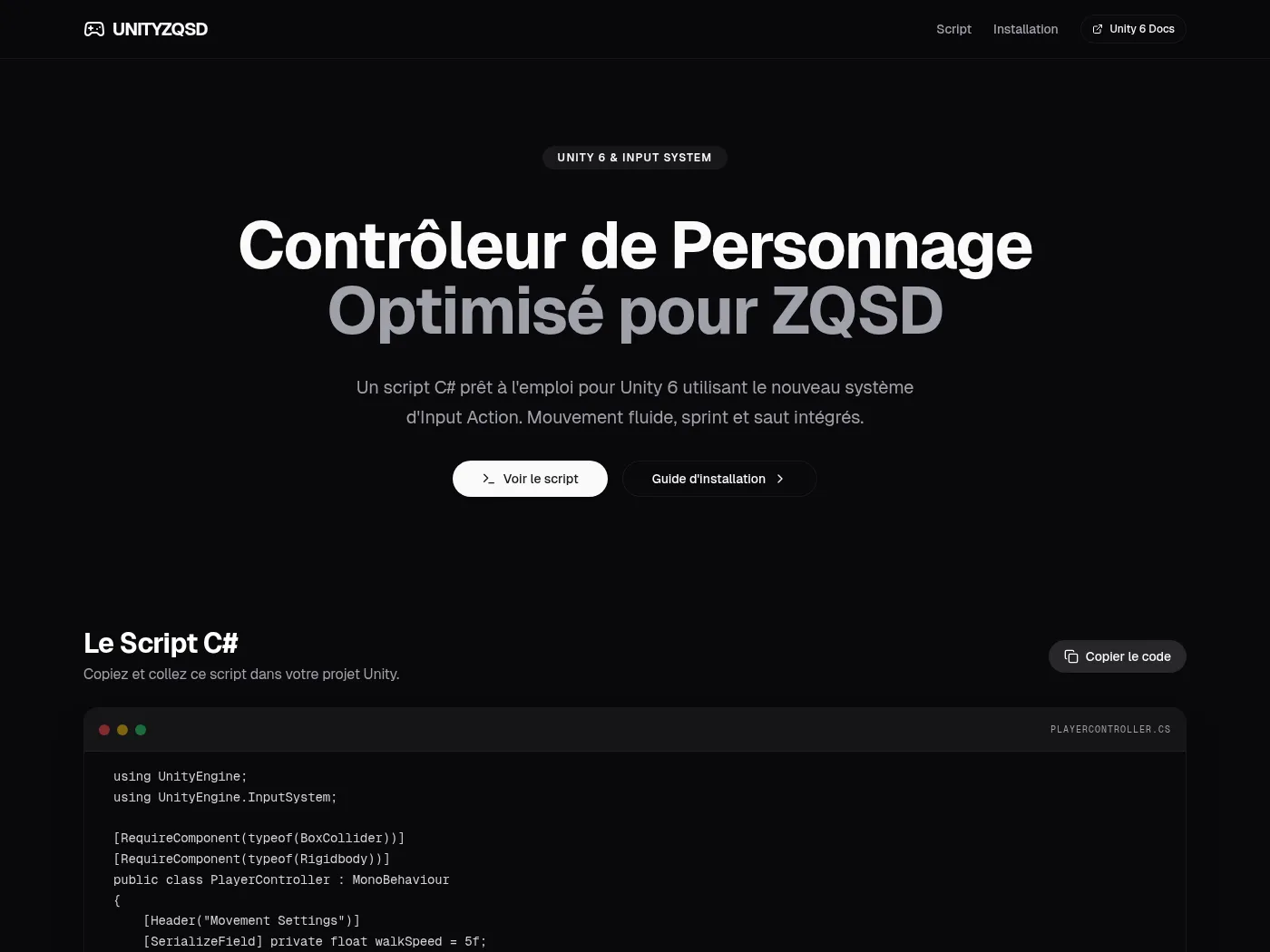 Unity ZQSD Player Controls