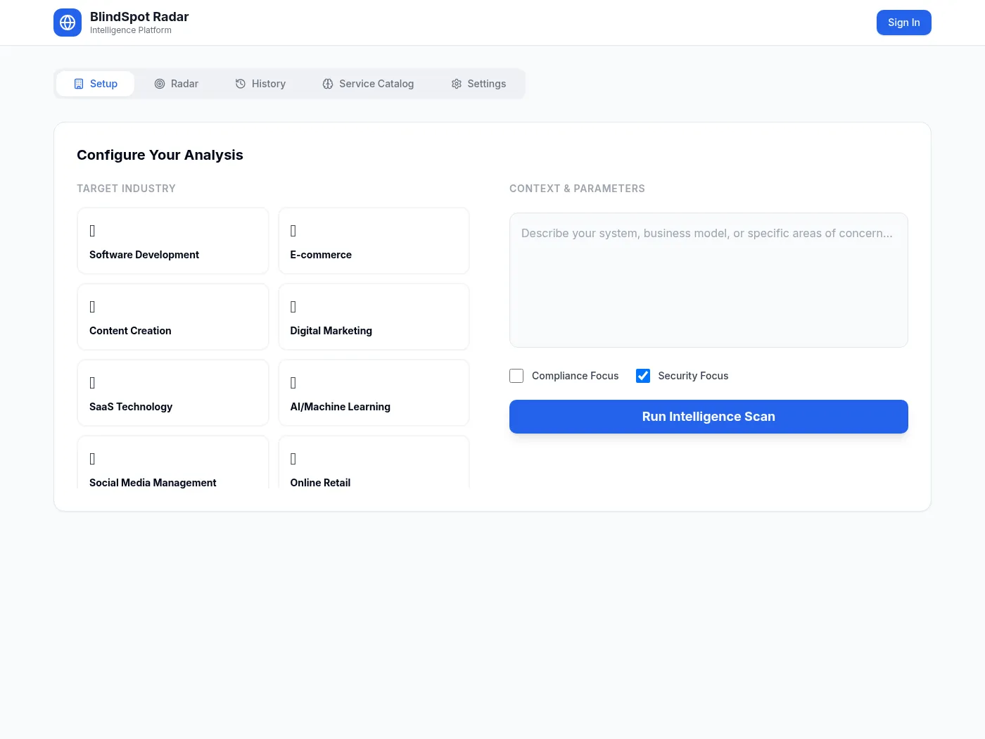 Universal BlindSpot Radar – Industry-Agnostic Blindspot & Compliance Intelligence Suite