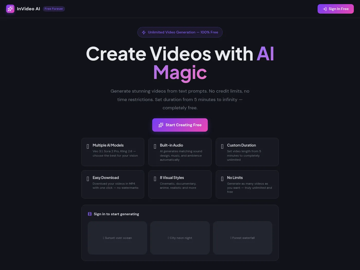 Unlimited Video AI Creator