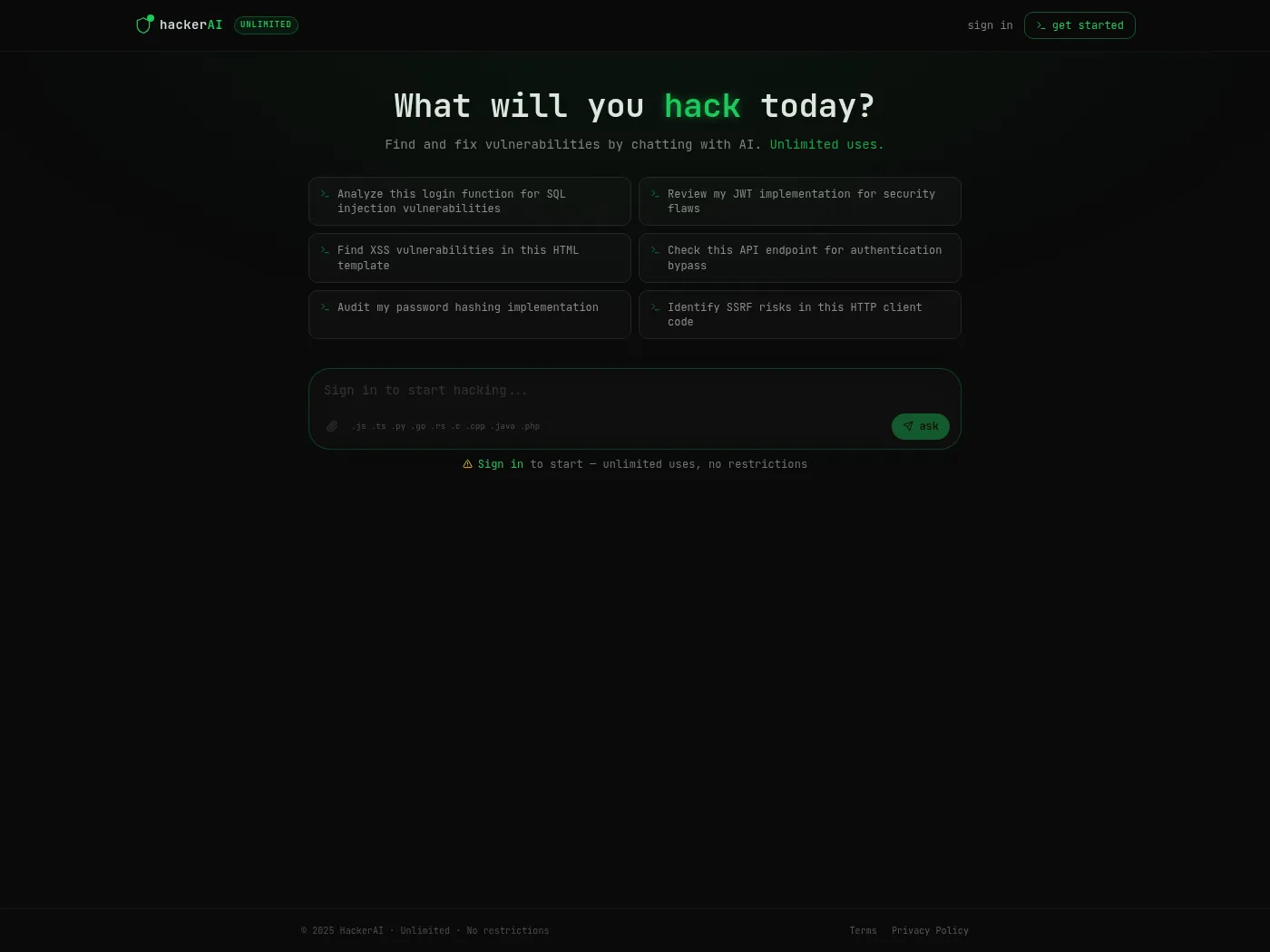 Unlimited Hacker AI