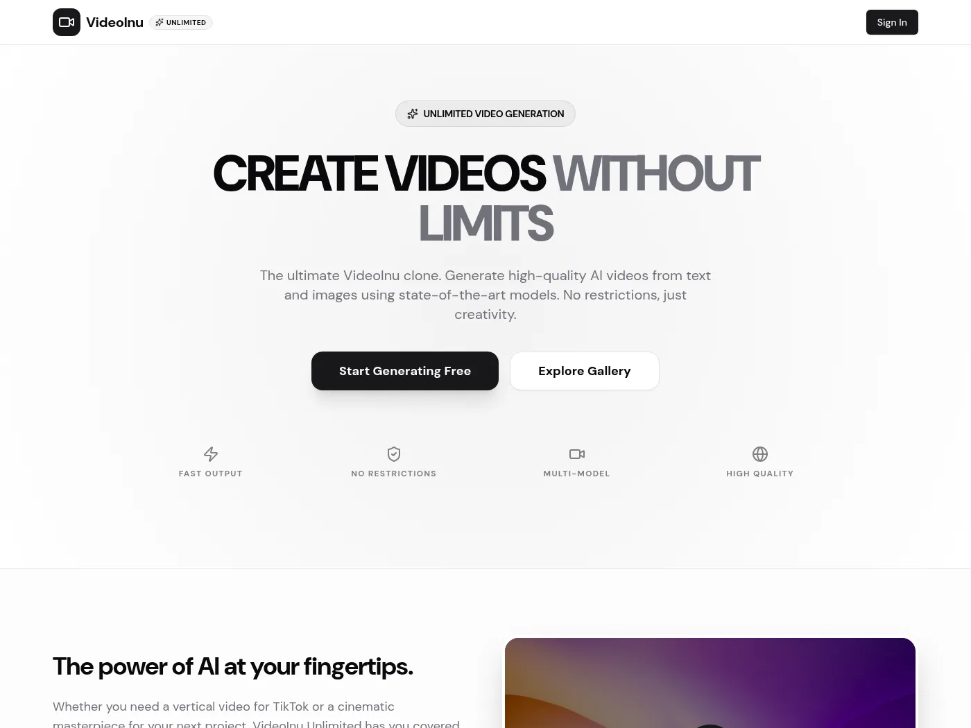 Unlimited VideoInu Clone