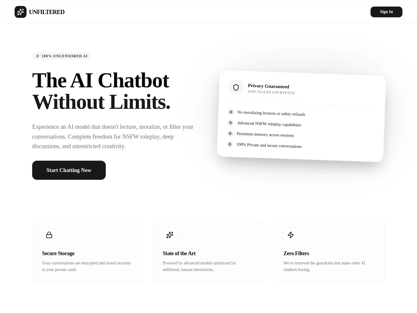 Unfiltered AI Chatbot